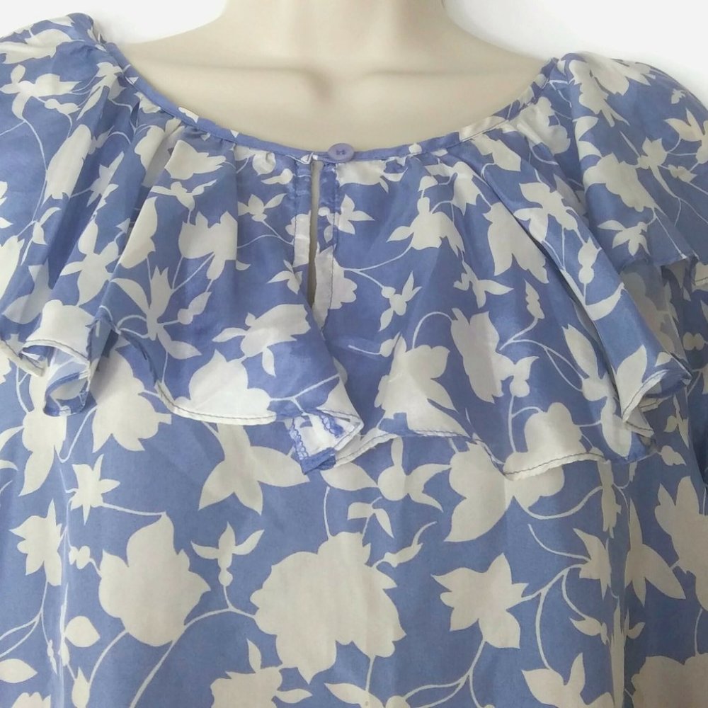 Victorian Ruffle Neck Blouse In French Blue - Gem